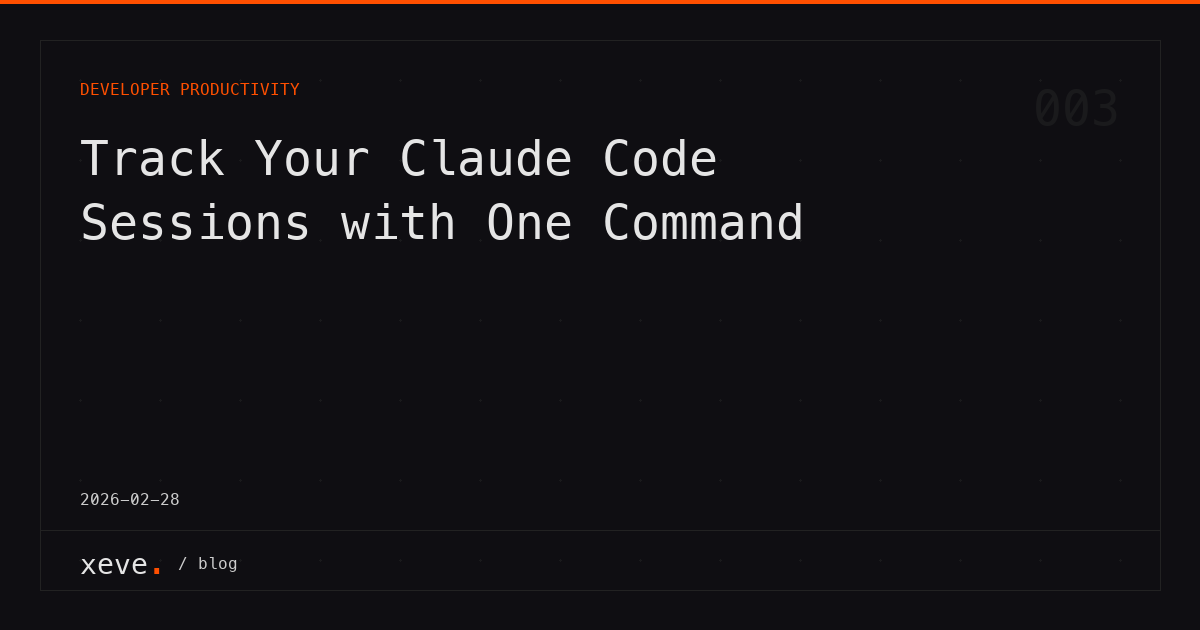 Track Your Claude Code Sessions with One Command | xeve